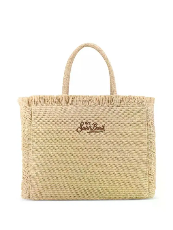 MC2 SAINT BARTH Crystal-embellished Frayed Tote Bag - Neutrals