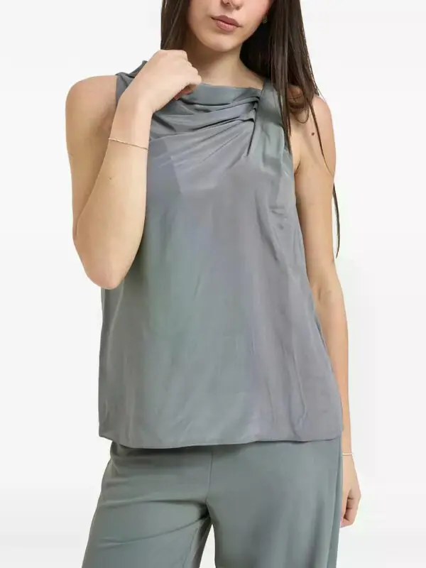 Patrizia Pepe Draped-neck Sleeveless Top - Grey