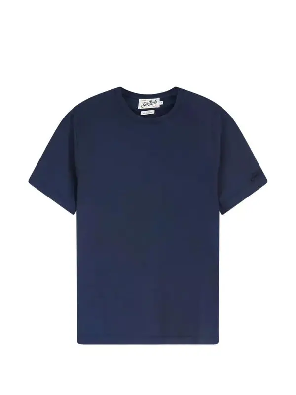 MC2 SAINT BARTH Embroidered-logo Cotton-crepe T-shirt - Blue