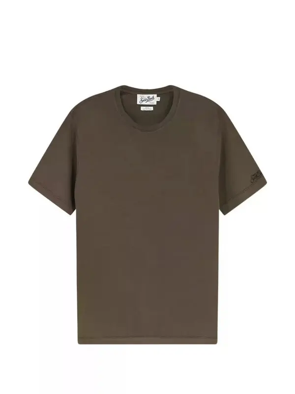 MC2 SAINT BARTH Logo-embroidered Cotton-crepe T-shirt - Brown