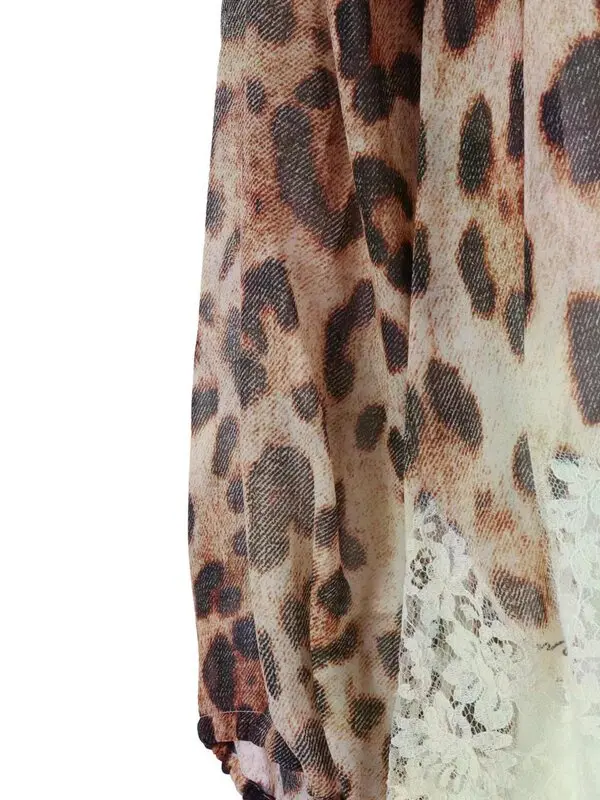 ERMANNO FIRENZE Leopard-print Lace-trim Blouse