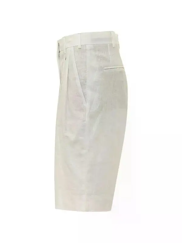 A PAPER KID Pleated Linen Shorts - White