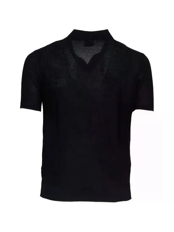 RAKKI Honeycomb-knit V-neck Polo Shirt
