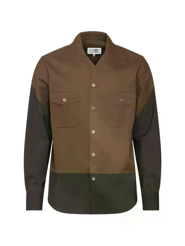 MAISON MARGIELA Two-tone Button-down Patch-pocket Shirt