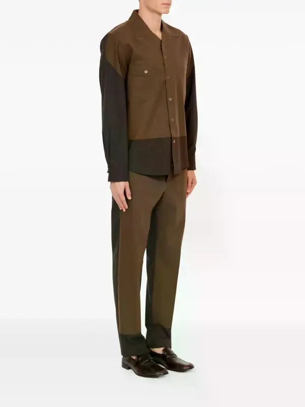 MAISON MARGIELA Two-tone Button-down Patch-pocket Shirt