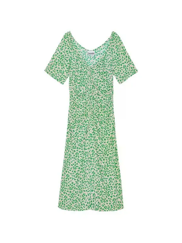 GANNI Printed Midi Dress - Neutrals