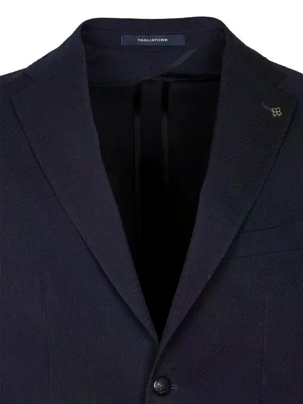 Tagliatore Seersucker-textured Jacket - Blue