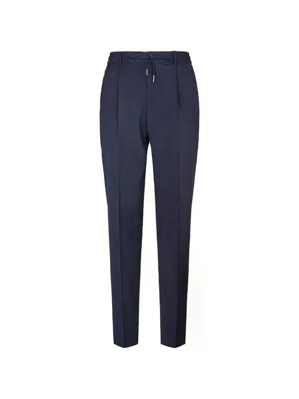 Tagliatore Seersucker Drawstring Trousers - Blue