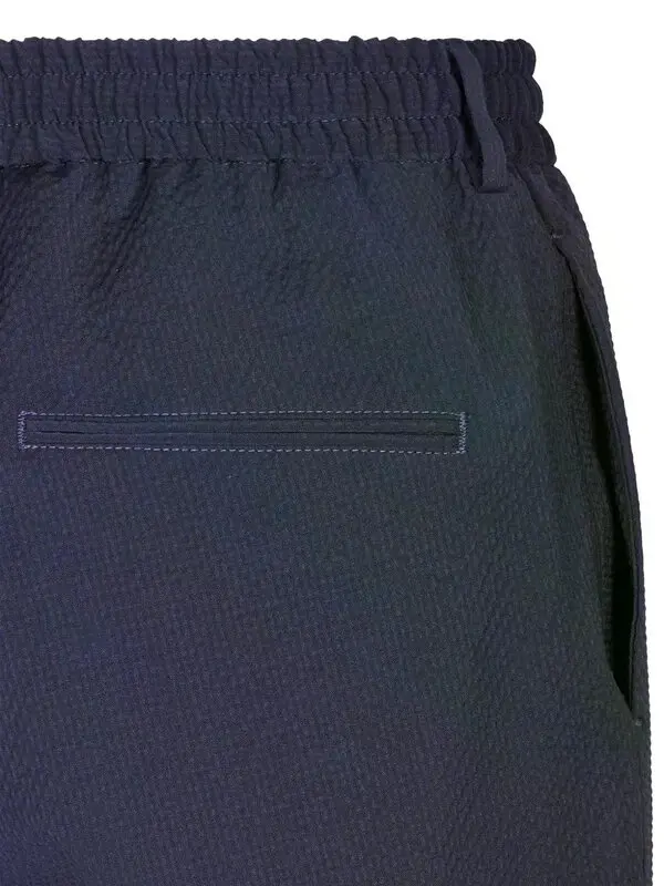 Tagliatore Seersucker Drawstring Trousers - Blue