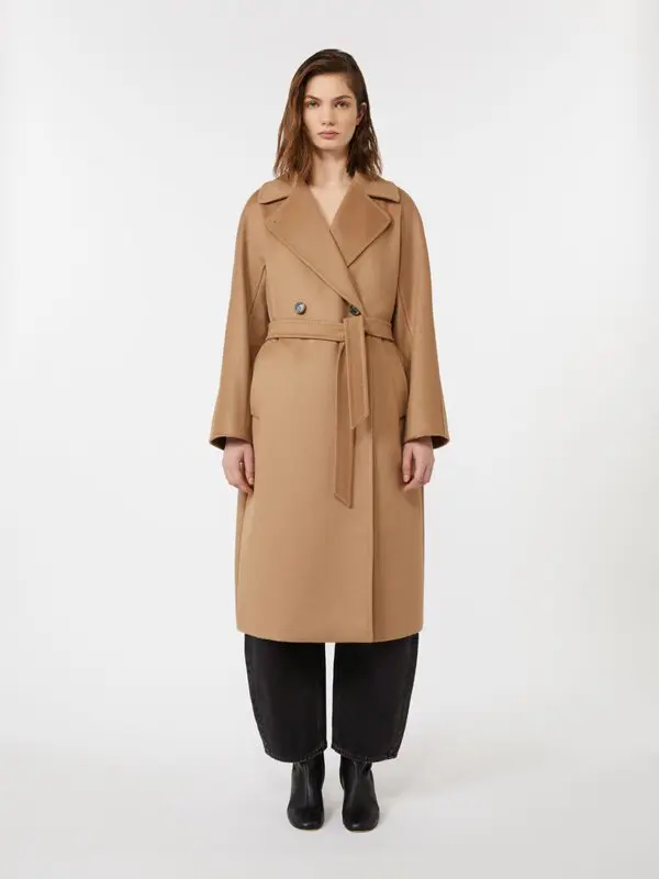 Max Mara Wool Broadcloth Robe Coat - Camel
