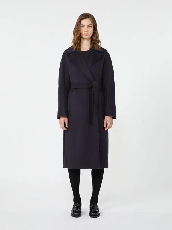 Max Mara Wool Broadcloth Robe Coat - Navy
