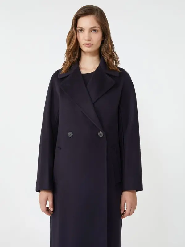 Max Mara Wool Broadcloth Robe Coat - Navy