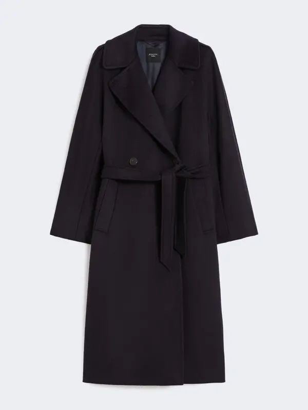 Max Mara Wool Broadcloth Robe Coat - Navy