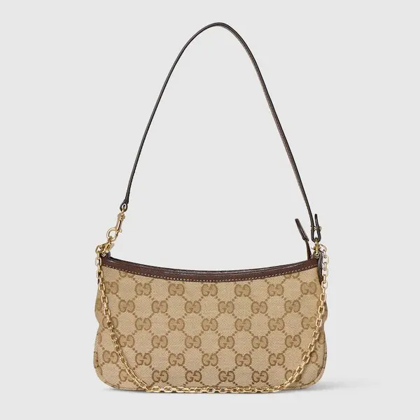 Gucci Small Gg Canvas Shoulder Bag - Brown