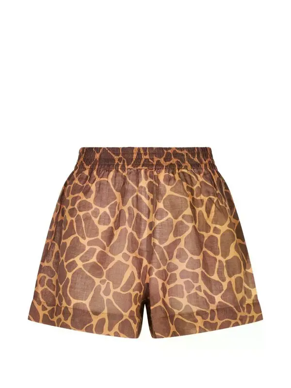 MC2 SAINT BARTH Giraffe-print Shorts - Brown