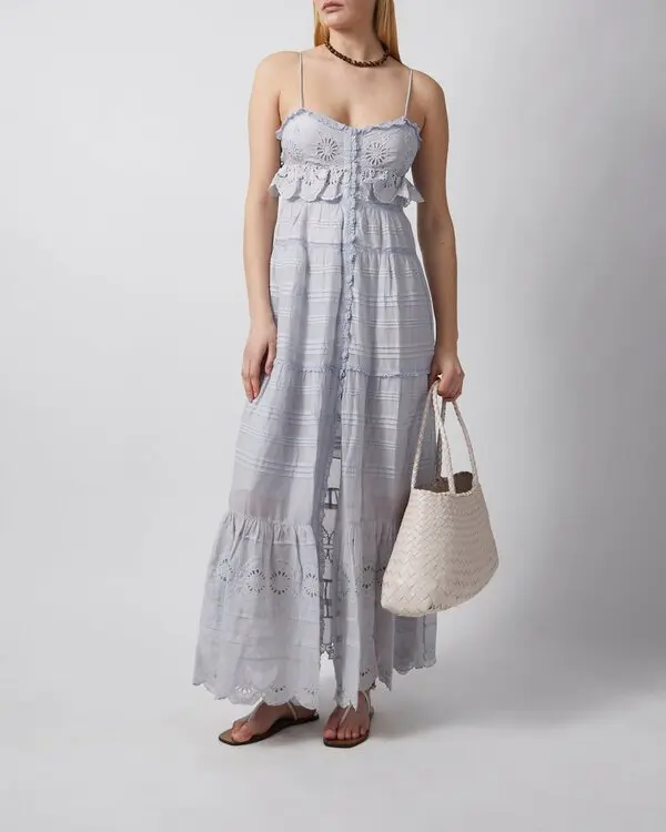 Isabel Marant Étoile Paule" Organic Cotton Lace Maxi Dress - Light Blue