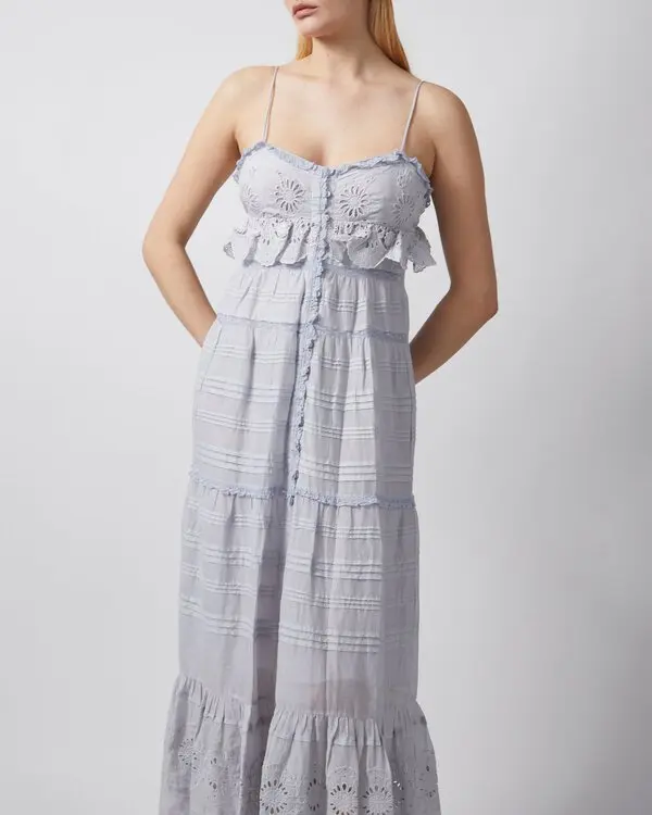 Isabel Marant Étoile Paule" Organic Cotton Lace Maxi Dress - Light Blue
