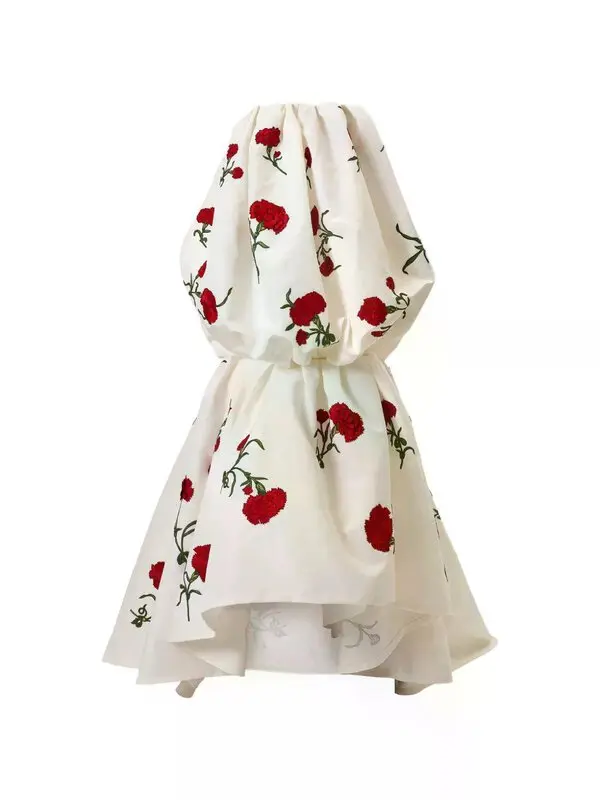 Carolina Herrera Carnation-embroidered Bubble Gown - White