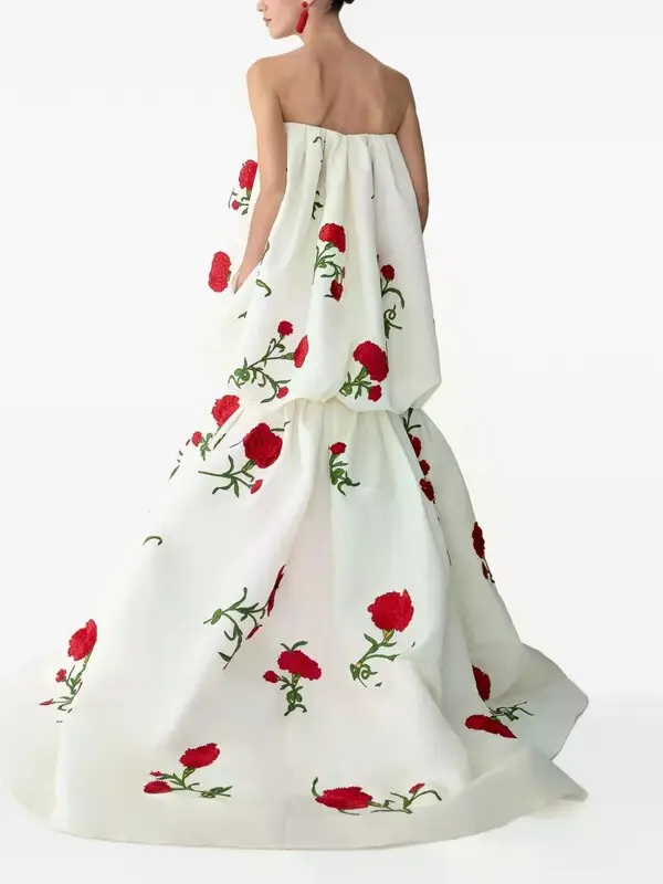 Carolina Herrera Carnation-embroidered Bubble Gown