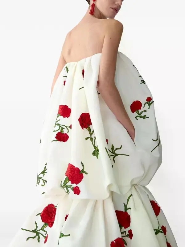 Carolina Herrera Carnation-embroidered Bubble Gown