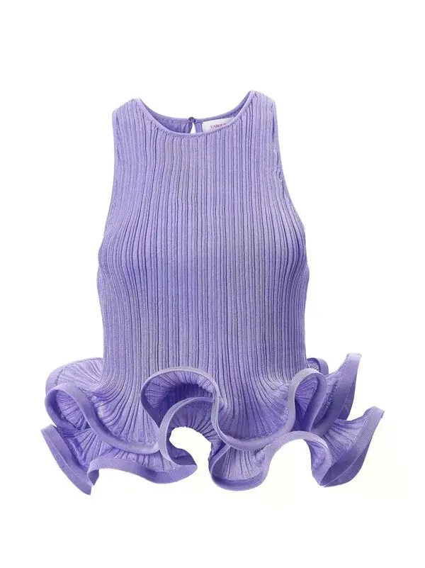 Carolina Herrera Sleeveless Top With Ruffled Hem - Purple