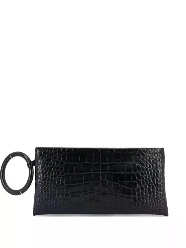 TOM FORD Crocodile-effect Ring-handle Clutch Bag - Black