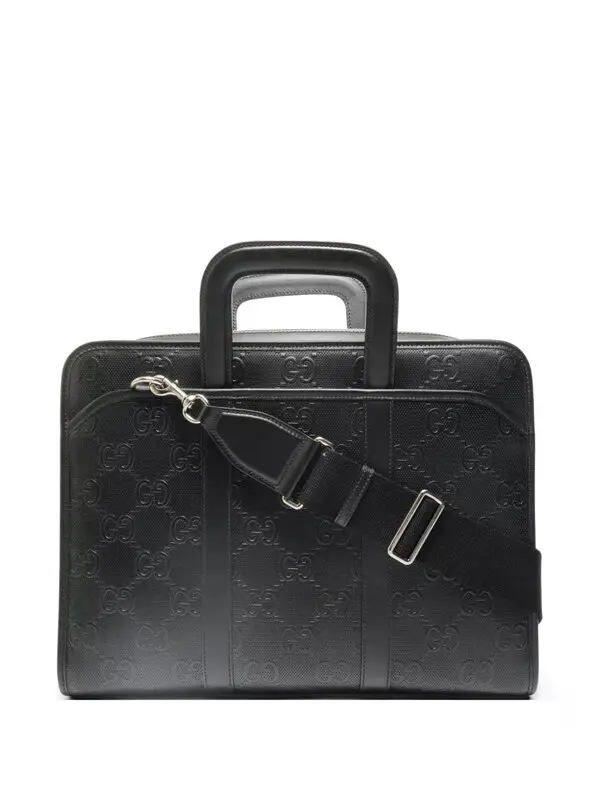 Gucci 2010-2020 Gg Embossed Business Bag - Black