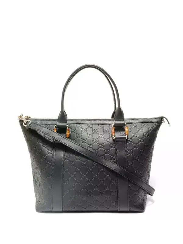 Gucci 2000-2010 Guccissima Bamboo Tote Bag - Black