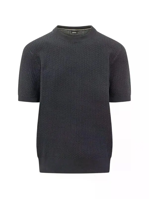 BOSS Waffle-knit Cotton Sweater - Grey