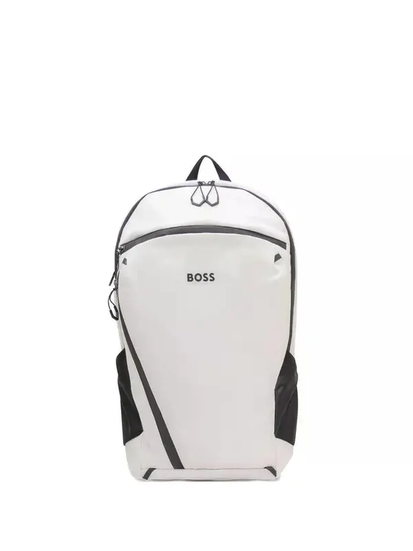 BOSS Logo- Print Backpack - White