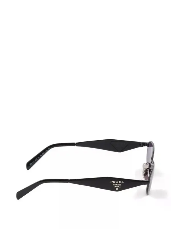 Prada Oval Sunglasses With Logo Detail - Black