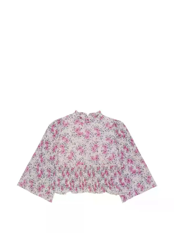 GANNI Floral Ruffled Blouse - Pink