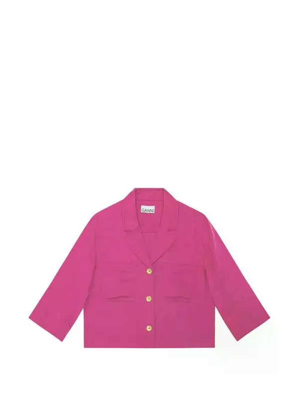 GANNI Chest-pocket Buttoned Top - Pink