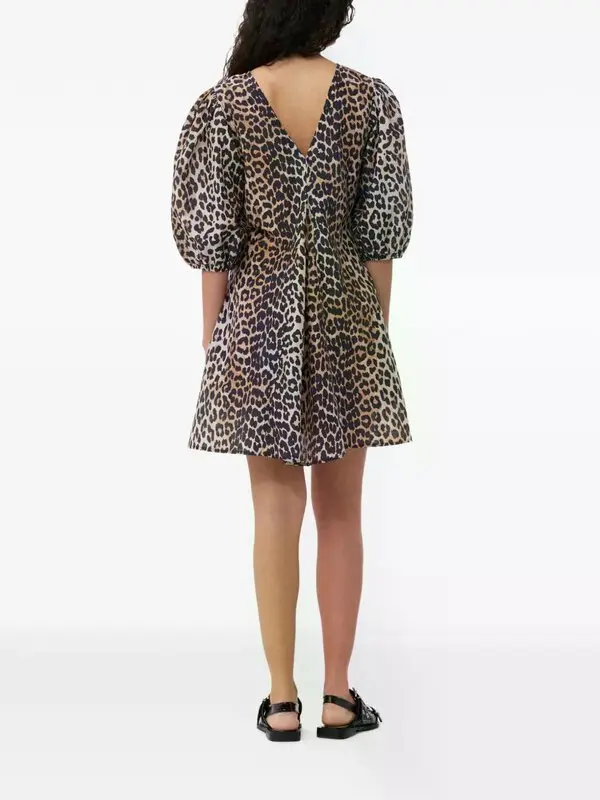 GANNI Animal-print Mini Dress - Neutrals