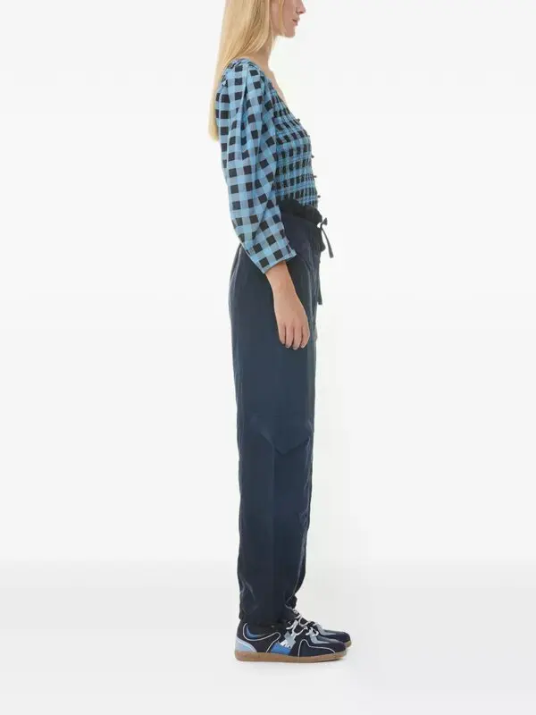 GANNI Check Smocked Top