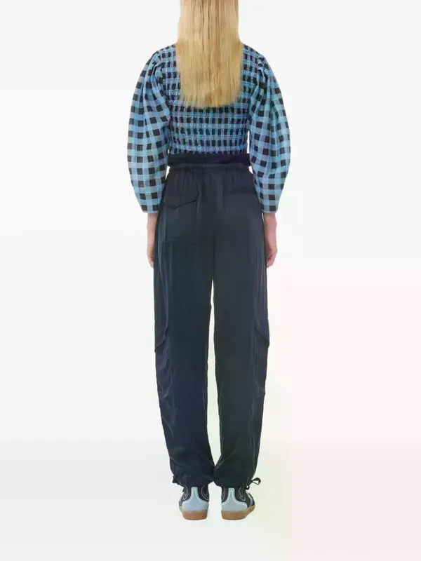 GANNI Check Smocked Top