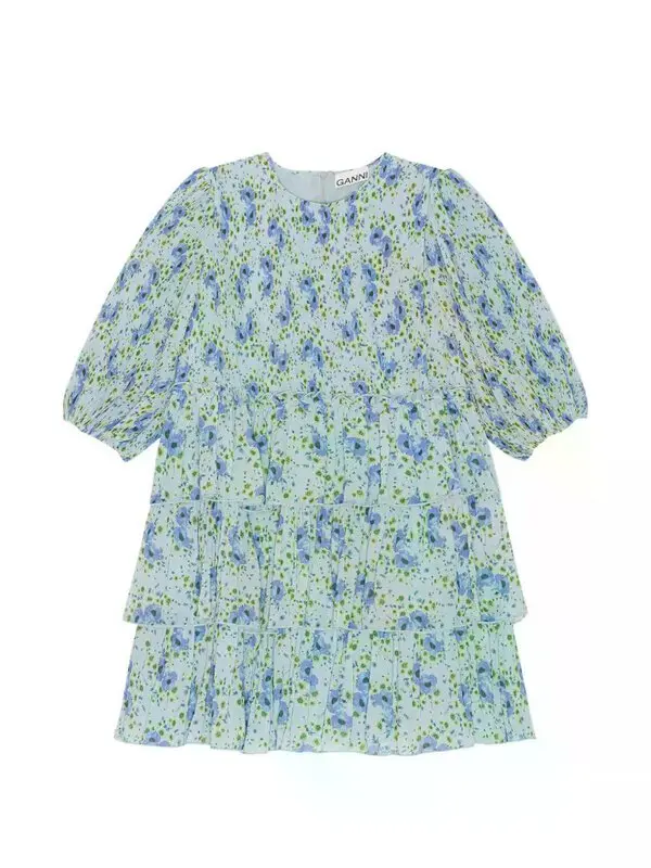 GANNI Floral Tiered Mini Dress