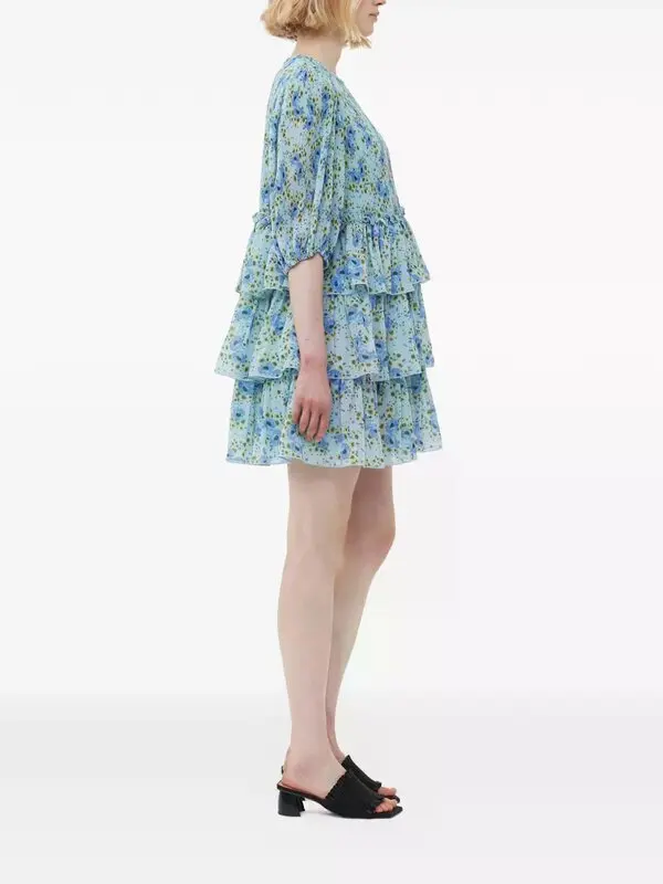 GANNI Floral Tiered Mini Dress