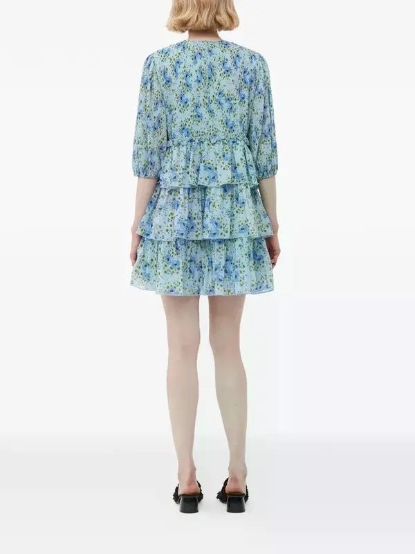 GANNI Floral Tiered Mini Dress