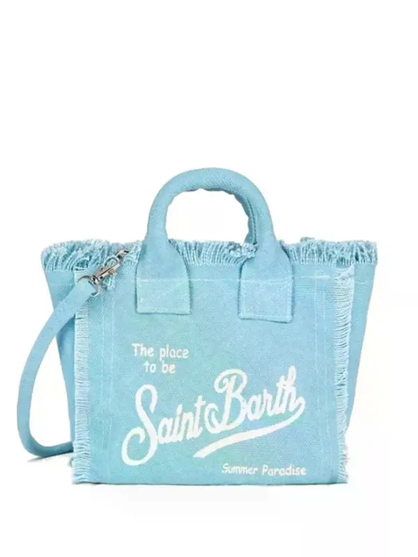 MC2 SAINT BARTH Mini Vanity Frayed Tote Bag - Blue
