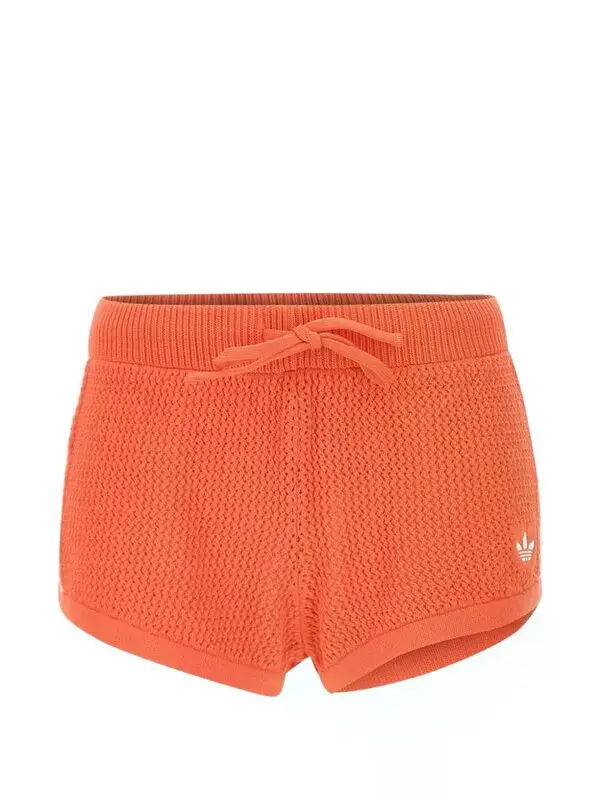 Adidas Crochet-knit Side-stripe Shorts - Orange