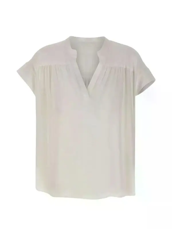 KAOS Gathered Flared Blouse - White