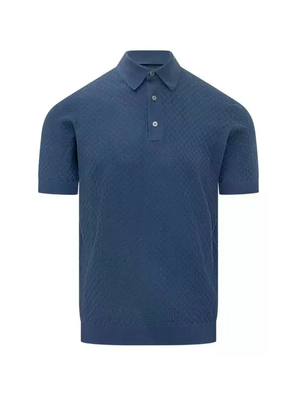 FILIPPO DE LAURENTIIS Textured Polo-shirt - Blue
