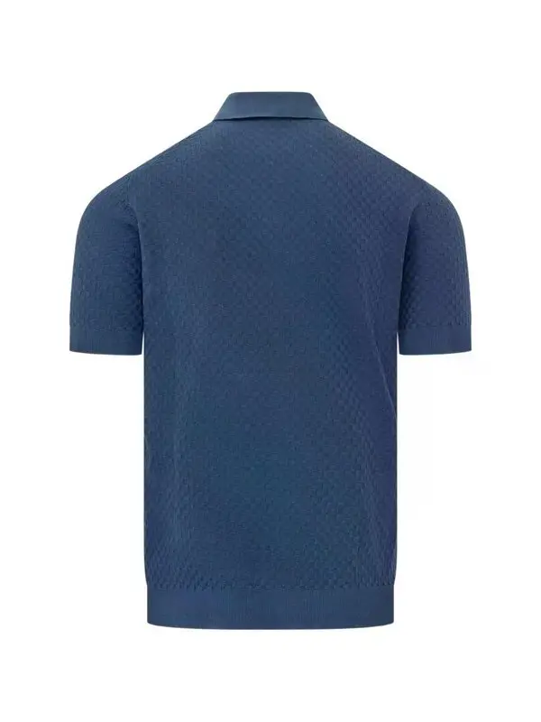 FILIPPO DE LAURENTIIS Textured Polo-shirt - Blue