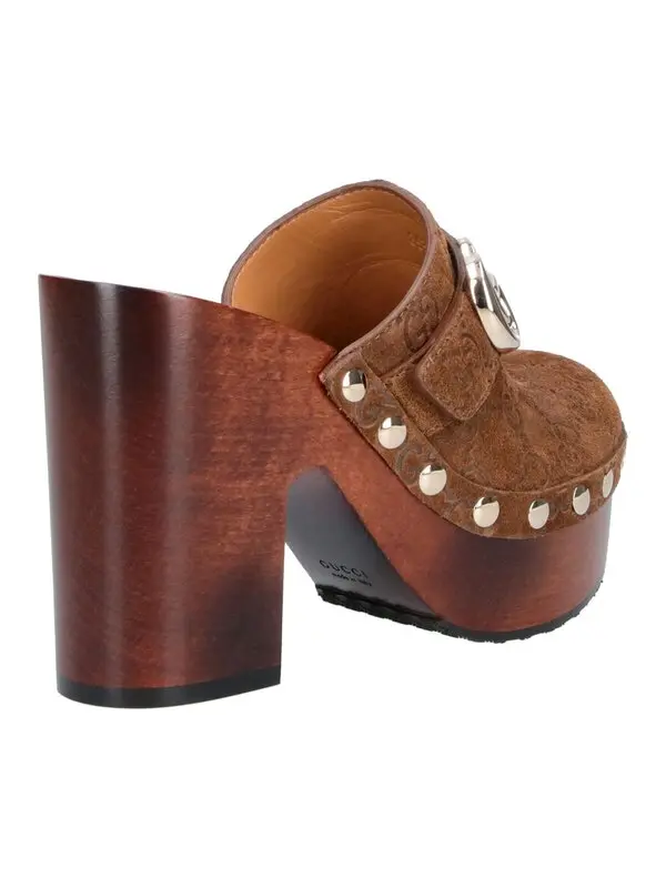 Gucci Gg Monogram Suede Wedges