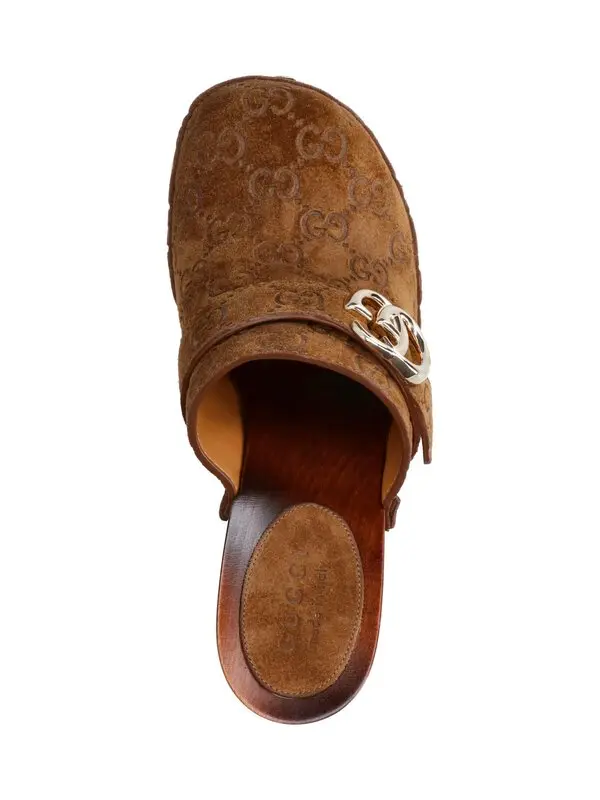 Gucci Gg Monogram Suede Wedges