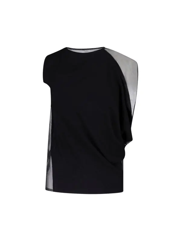 Sportmax Asymmetrical Stretch Viscose Top - Black