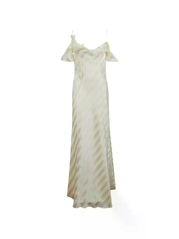 SELF-PORTRAIT Striped Bow-detail Dress - Neutrals