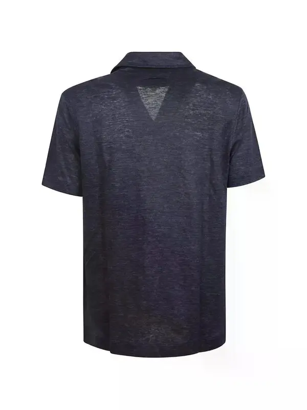 Zegna Slub-texture Spread-collar Polo Shirt - Blue