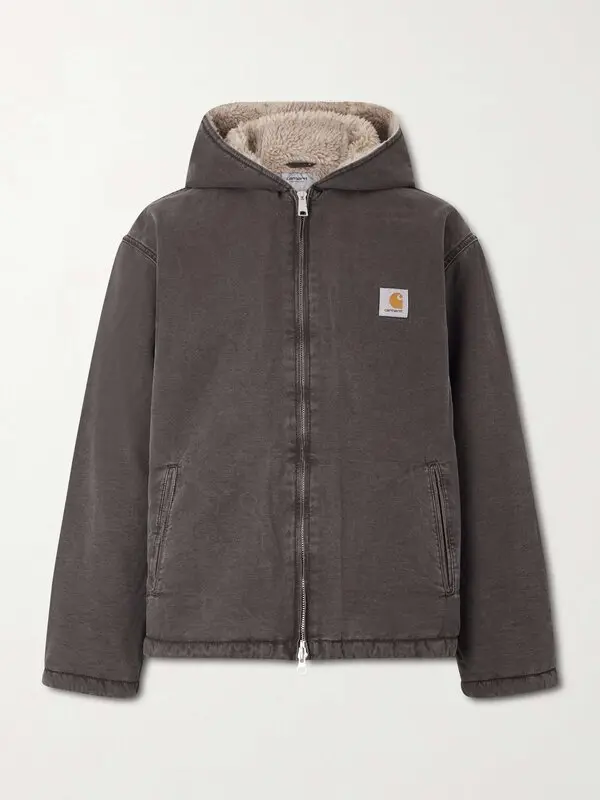 Carhartt Work In Progress Mitch Logo-appliquéd Cotton-canvas Hooded Jacket - Gray